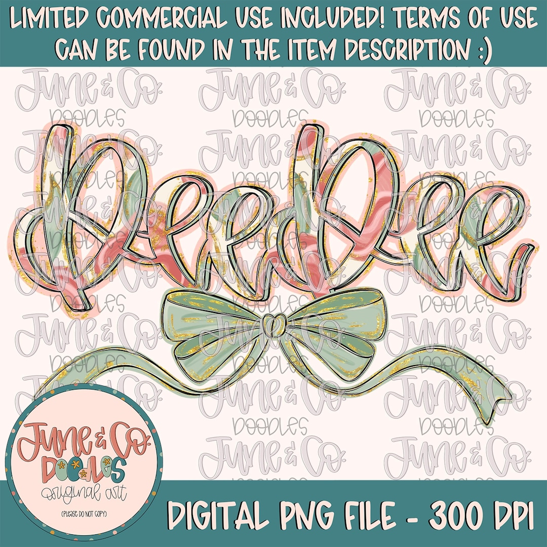 Painted Floral Deedee PNG| Deedee With Bow Sublimation File| Floral ...