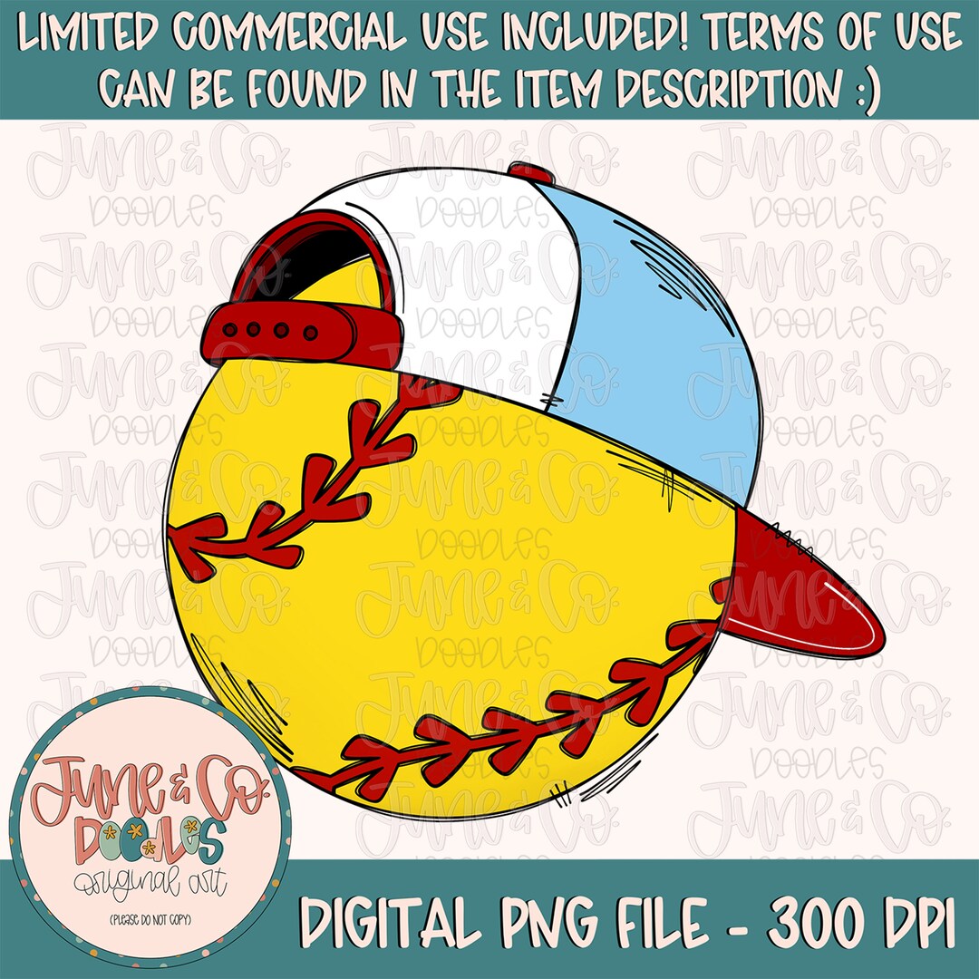 Cool Softball PNG| Softball With Hat Sublimation File| Ball Cap ...