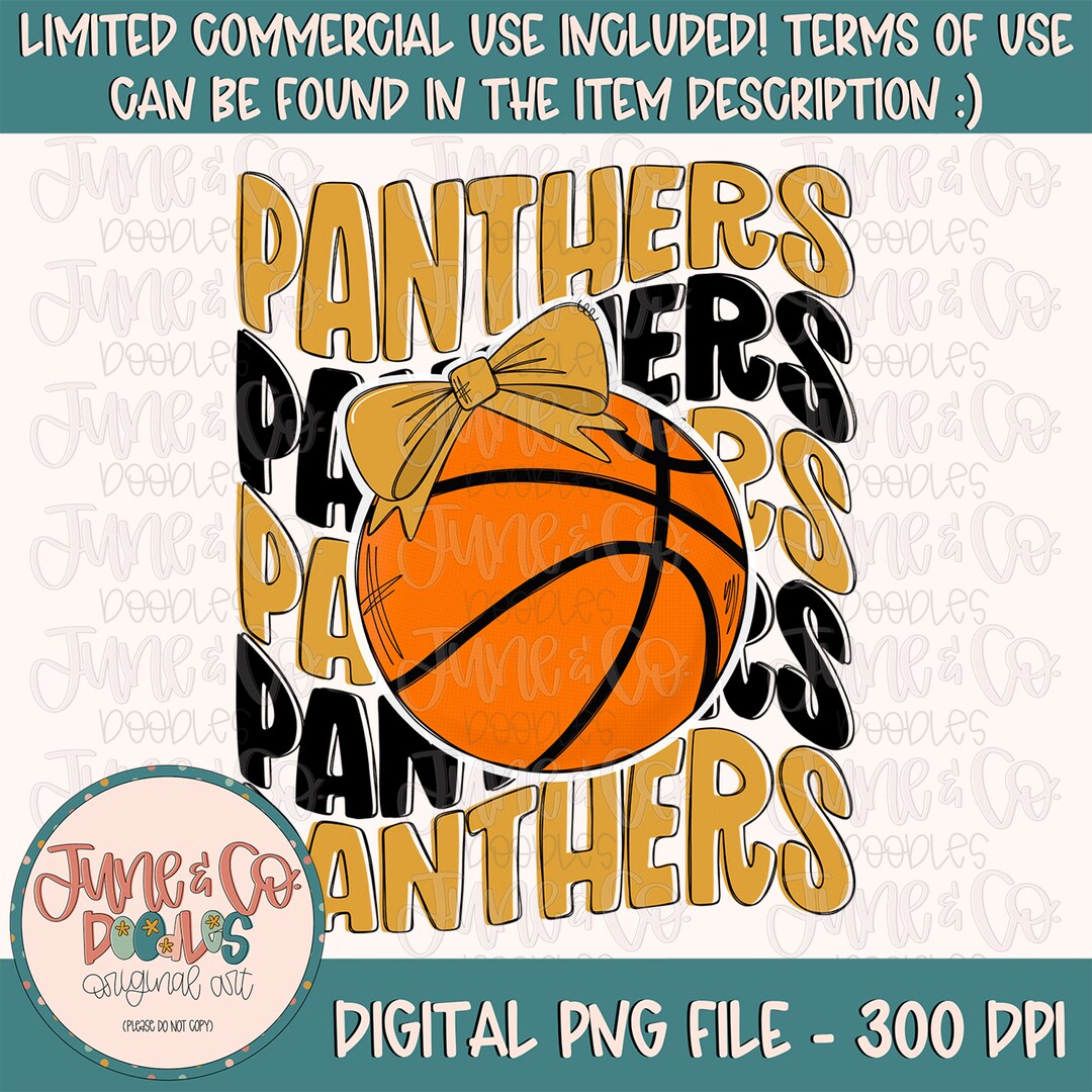 Girls Panthers Basketball PNG| Wavy Text Mascot Sublimation File ...