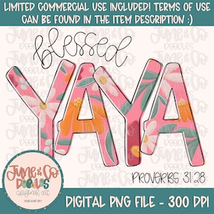 Blessed Yaya PNG| Proverbs 31 Bible Verse Sublimation File| Floral ...