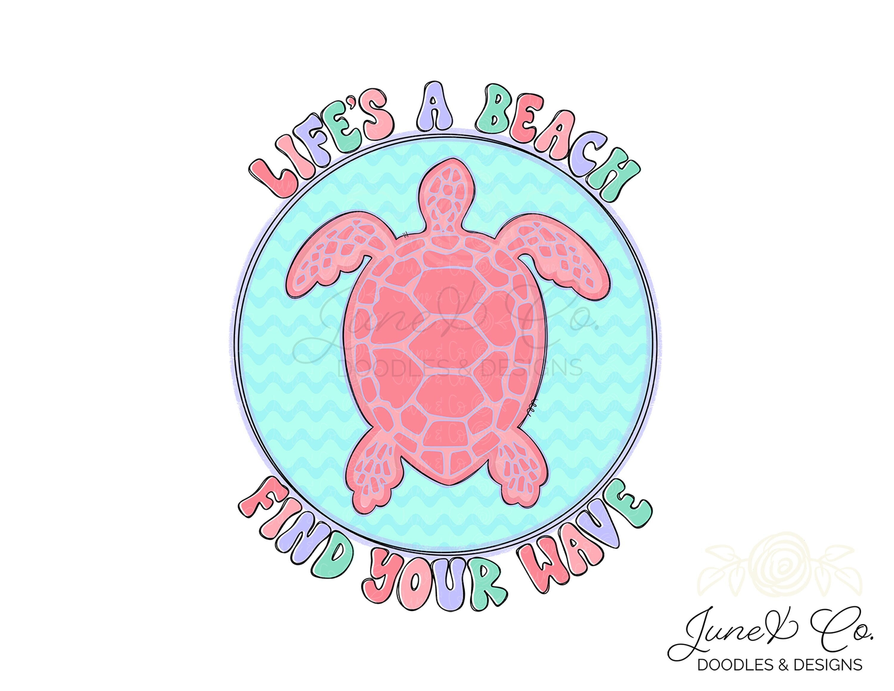 Life's A Beach Find Your Wave PNG Preppy Sea Turtle - Etsy