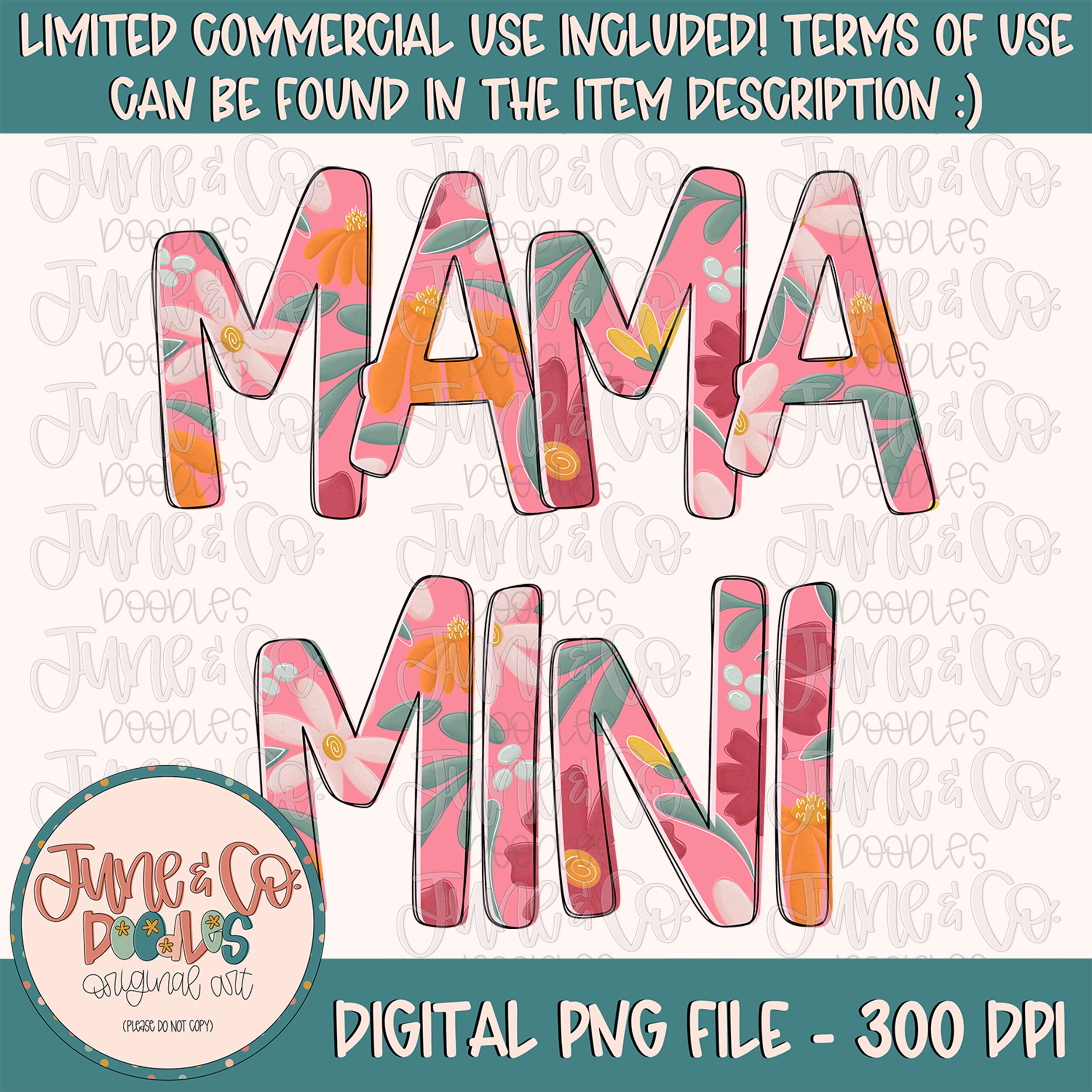 Pink Floral Mama and Mini PNG Bundle| Mom and Me Sublimation File ...