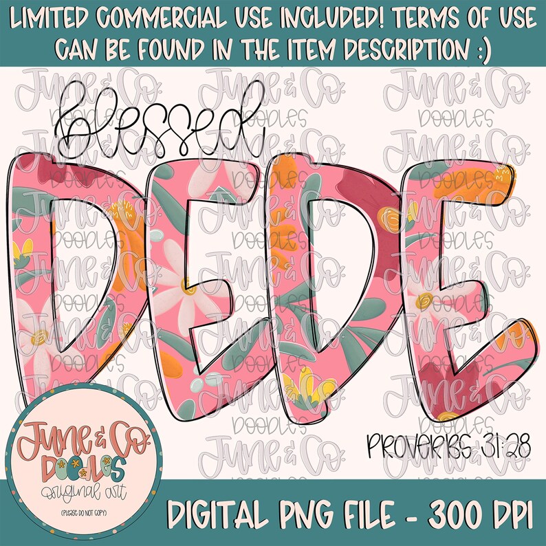 Blessed Dede PNG| Proverbs 31 Bible Verse Sublimation File| Floral ...
