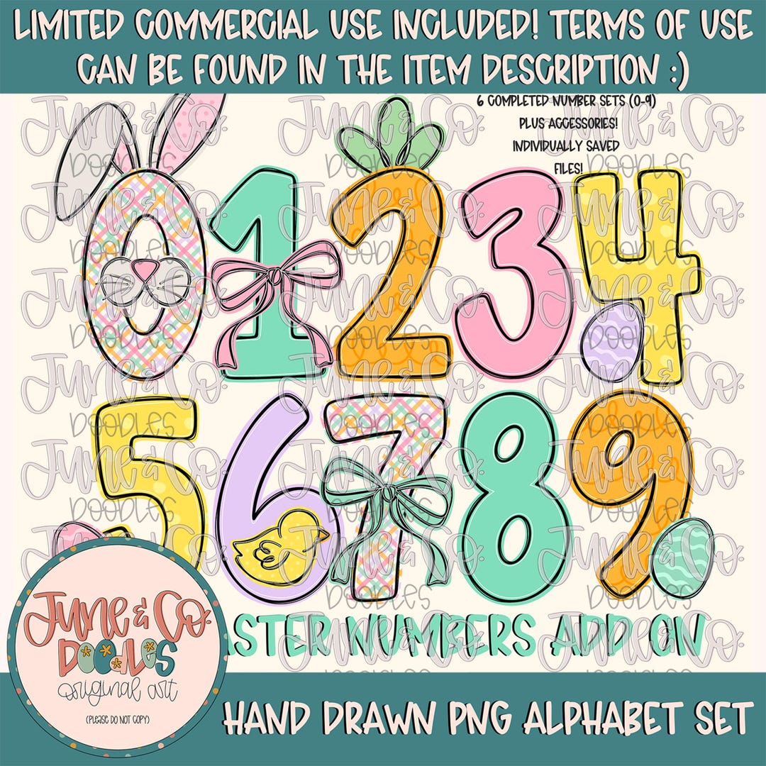 Girls Easter Number Set- PNG| Girls Easter Alpha| Individually Saved ...