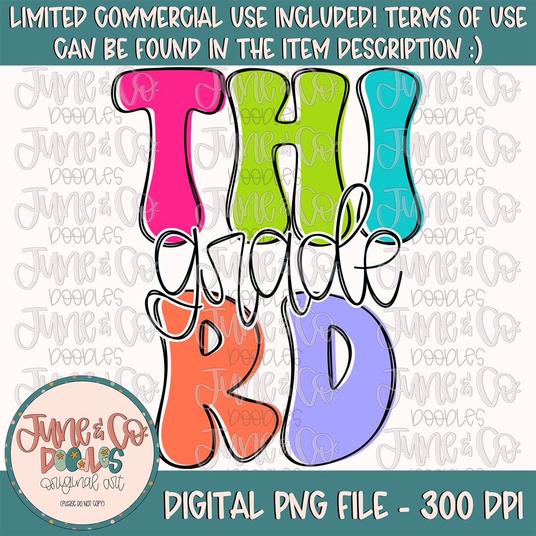Neon Rainbow Third Grade PNG| Girls Back to School Sublimation File ...