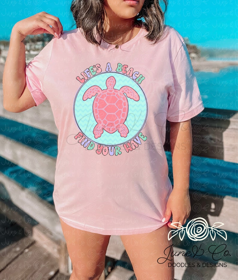 Life's A Beach Find Your Wave PNG Preppy Sea Turtle - Etsy