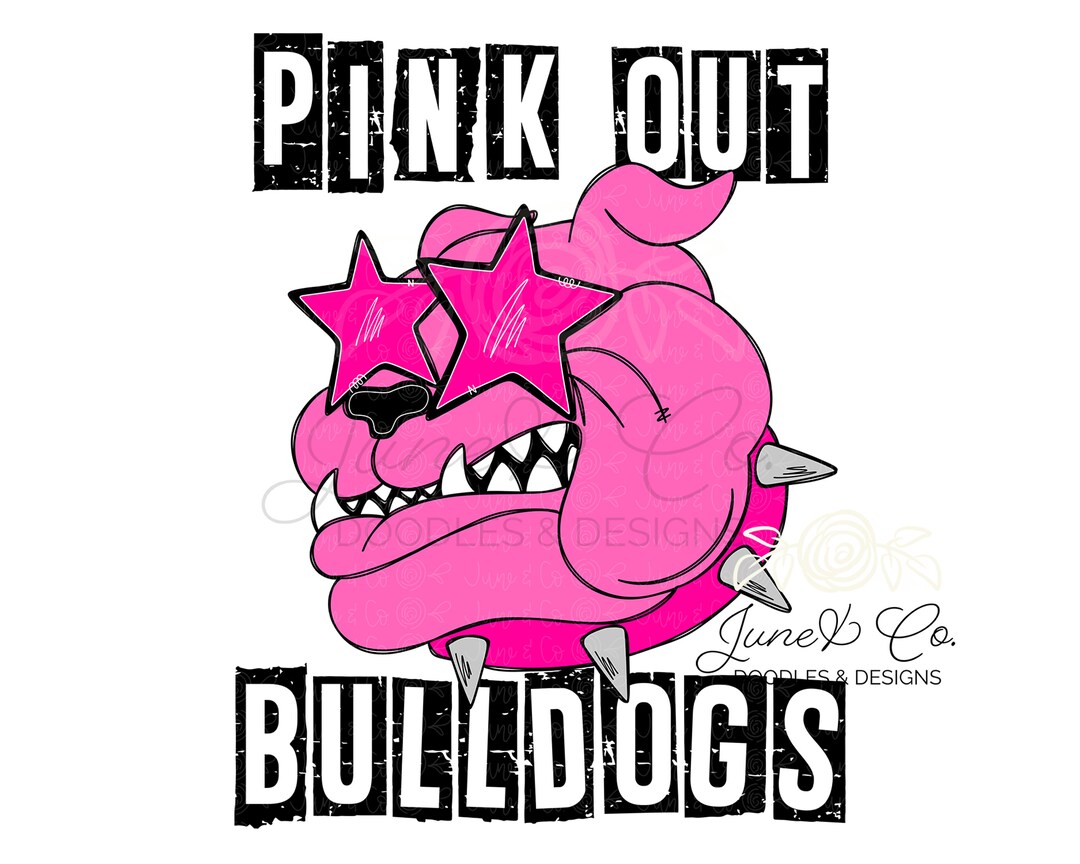Pink Out Bulldogs PNG Football Pink Out Mascot Sublimation File Breast ...
