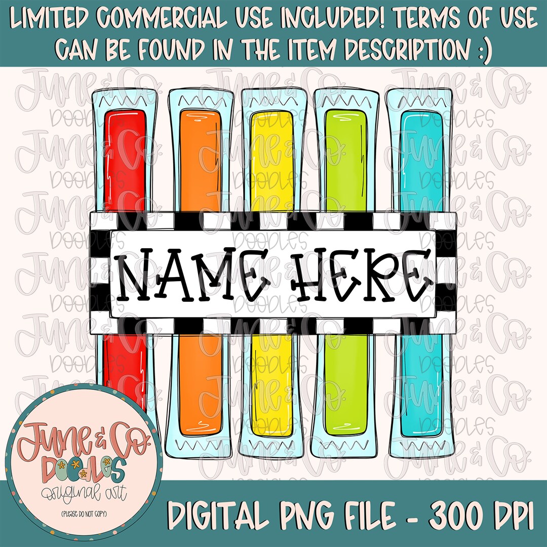 Boys Neon Popsicles With Name Plate PNG Boys Summer Sublimation File ...