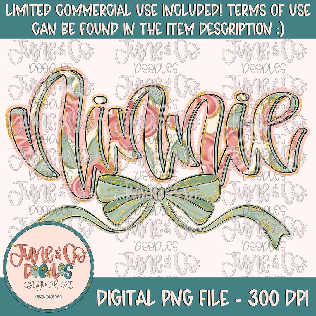 Painted Floral Ninnie PNG| Ninnie With Bow Sublimation File| Floral ...