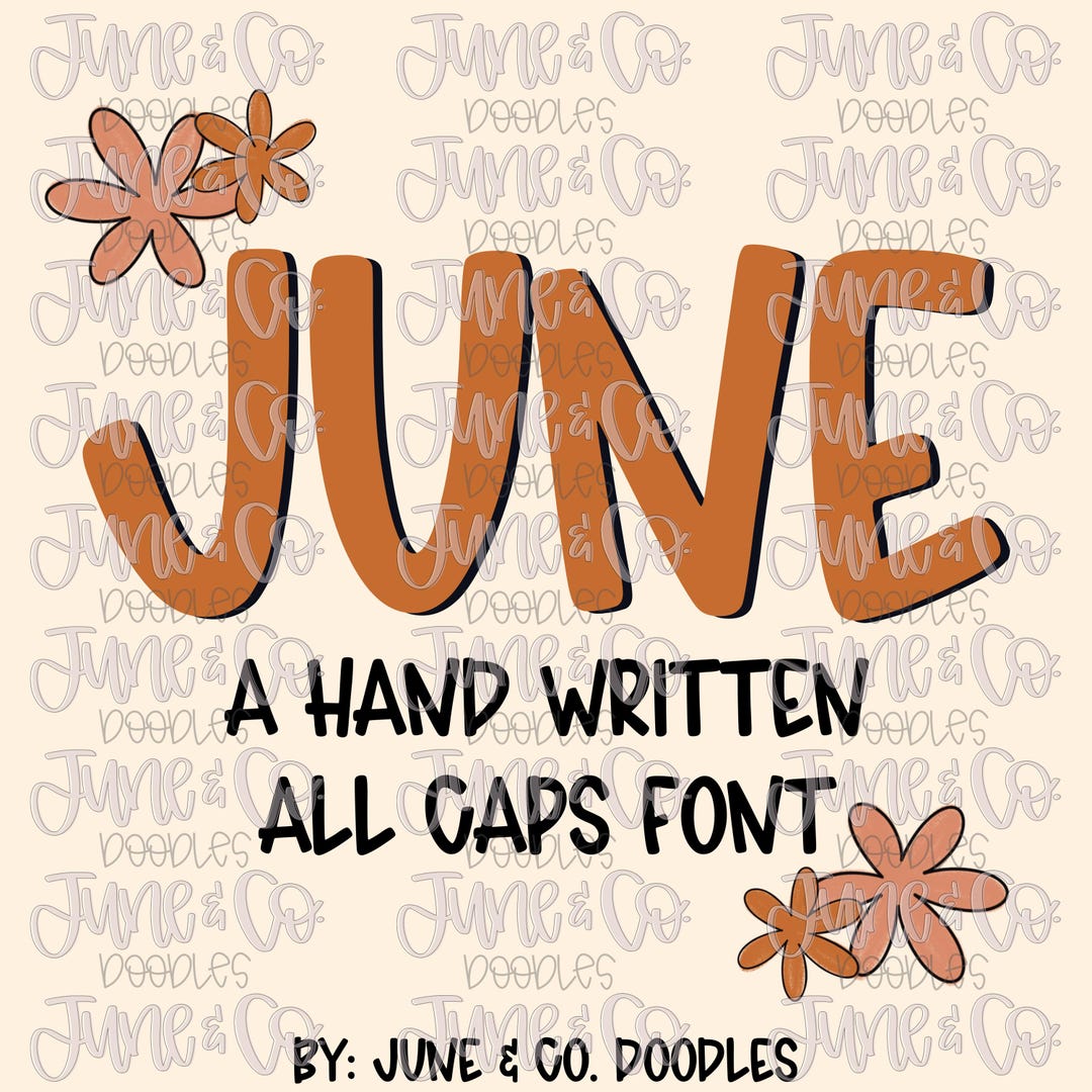 June Font| Hand Written All Caps Font| Funky Hand Lettering| OTF File ...