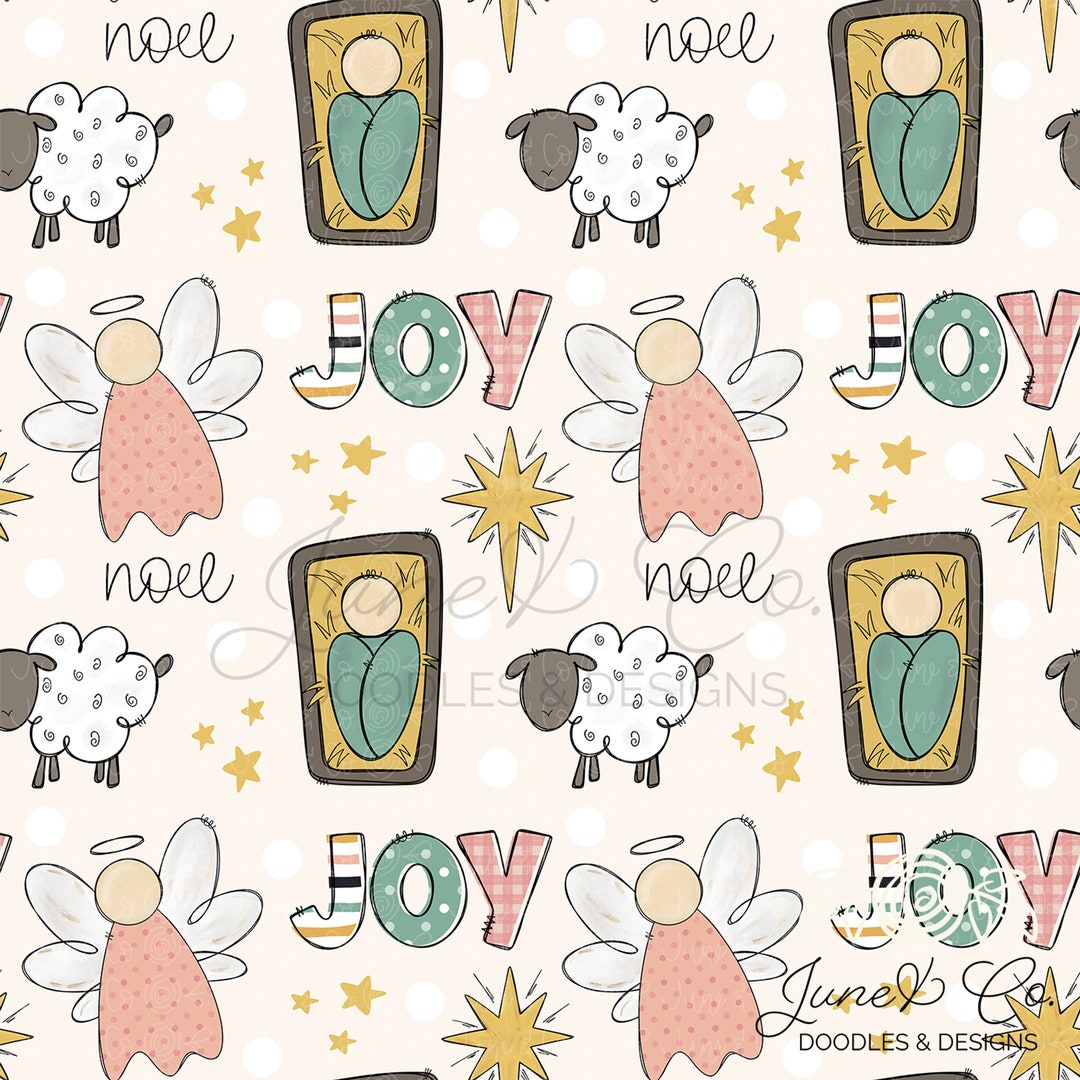 Religious Christmas Seamless Pattern Nativity Digital Paper Faith ...