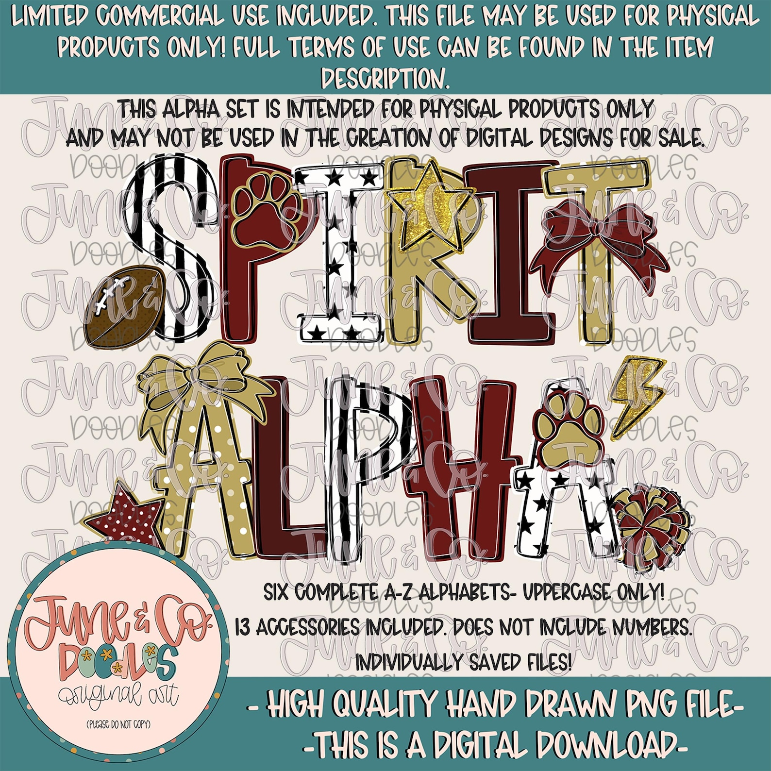 Spirit Alphabet Set- Maroon & Gold| Team Spirit Doodle Alpha ...
