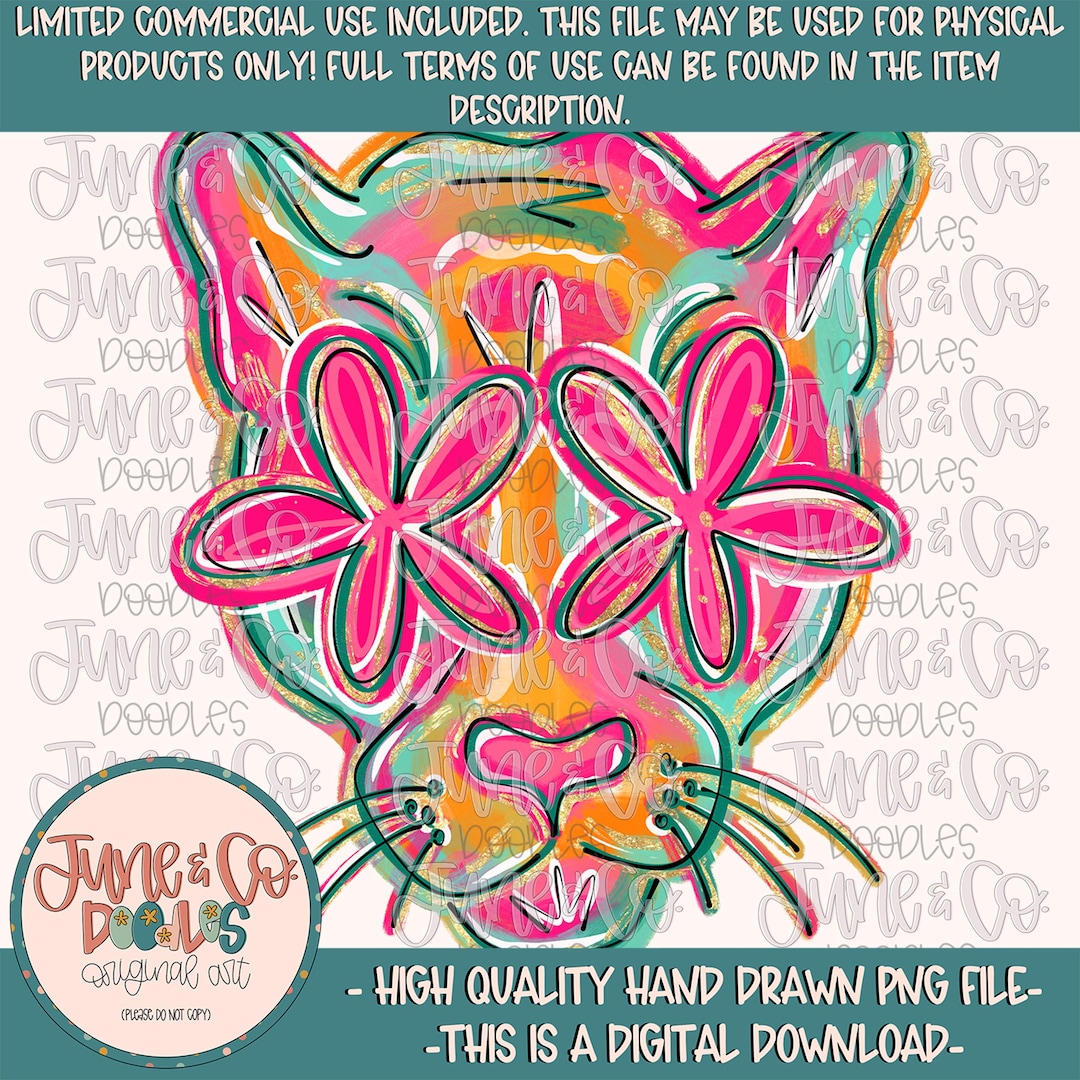 Flower Power Panther PNG| Painted Panthers Mascot Sublimation File ...