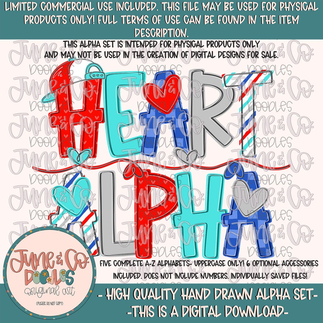 Boys Heart Alpha Set- PNG| Valentine's Day Alphabet| Individually Saved ...