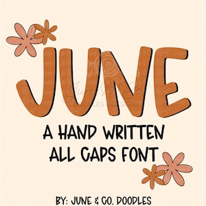 June Font Hand Written All Caps Font Funky Hand Lettering OTF File TTF ...