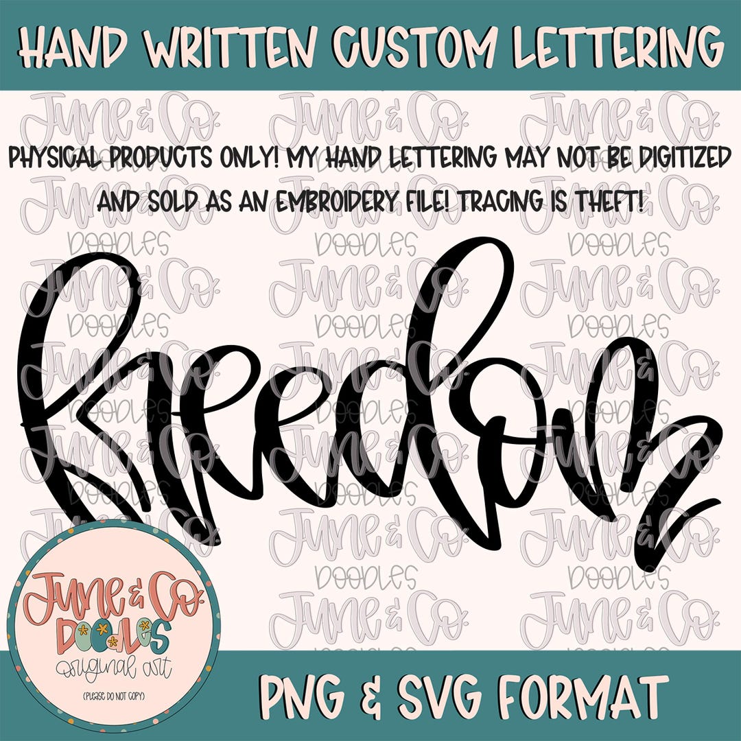 Freedom Hand Lettering PNG| Modern Calligraphy Sublimation File ...