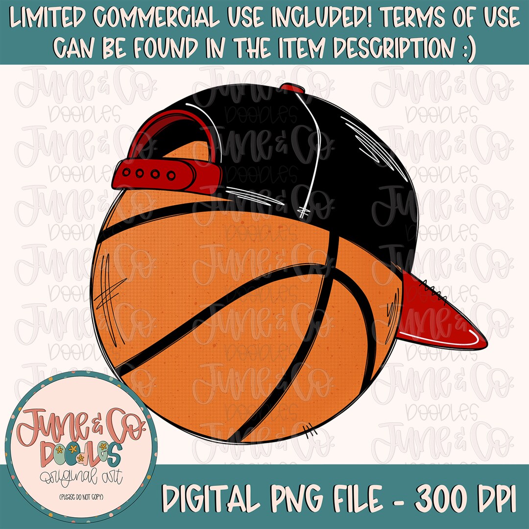Cool Basketball Red & Black PNG| Basketball With Hat Sublimation File ...