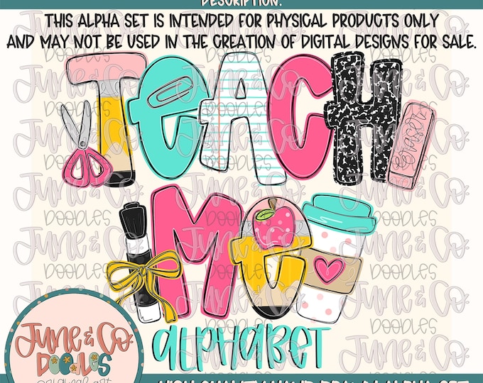 School Doodle Alphabet Bundle, Back to School Alphabet Png, Custom Kid ...