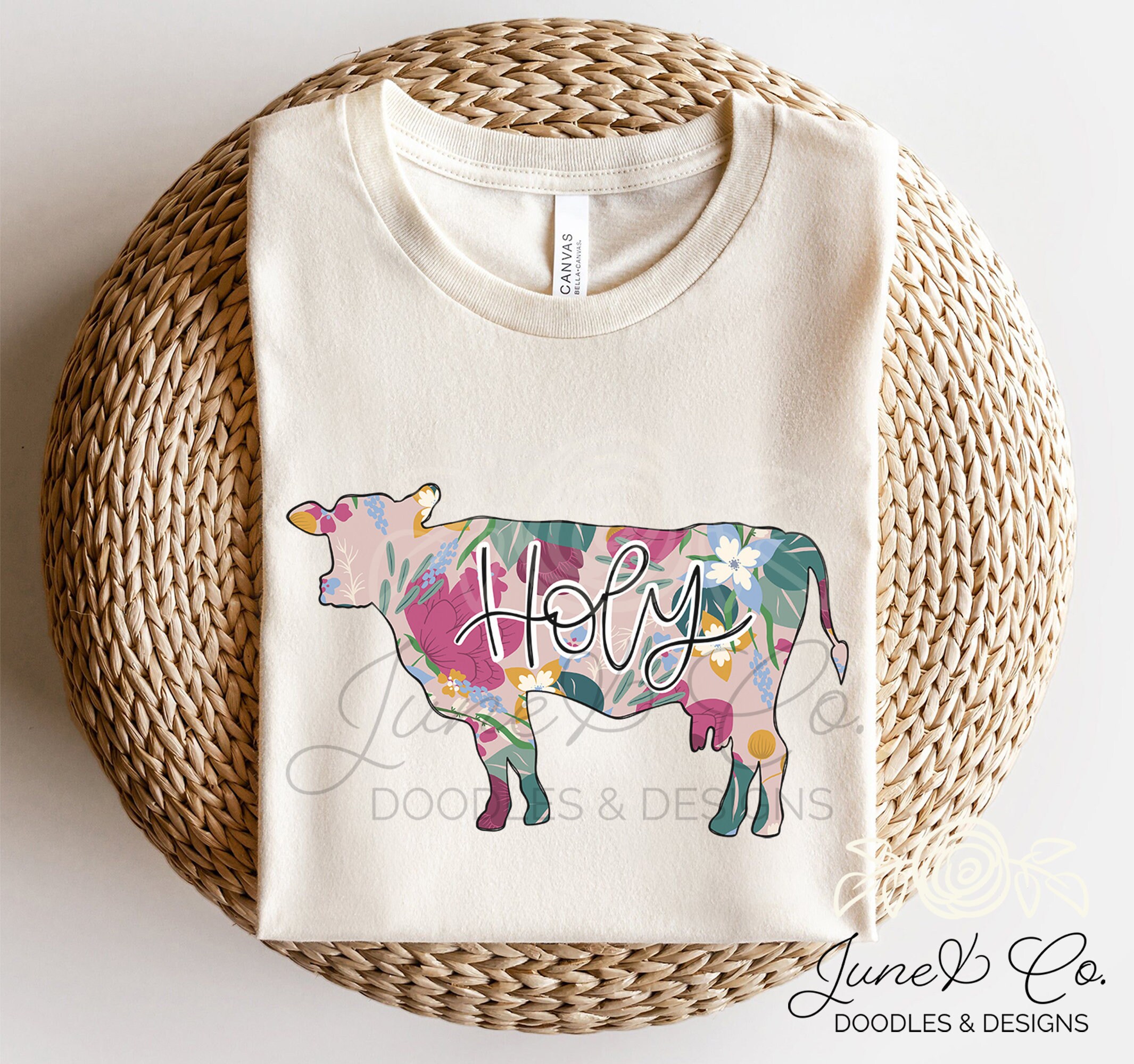 Floral Holy Cow PNG Cow Silhouette Sublimation File Country - Etsy