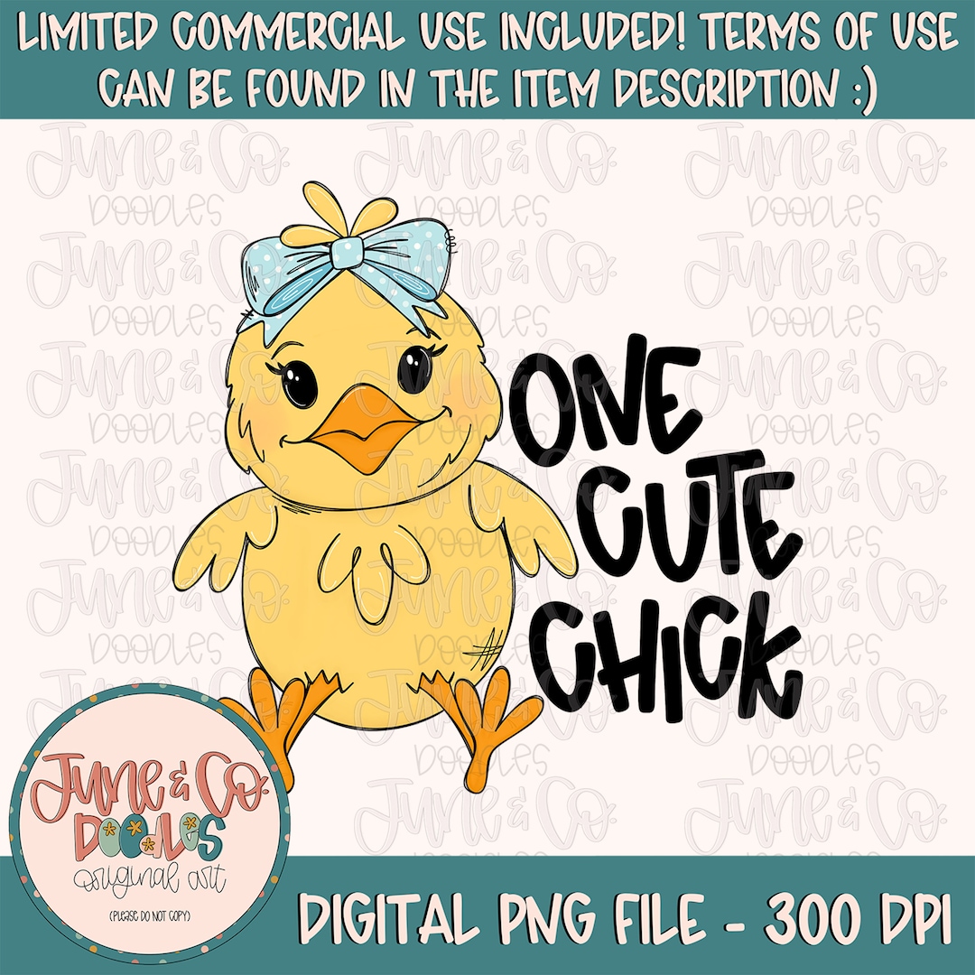 One Cute Chick PNG| Cool Easter Chick in Bow Sublimation File| Girl's ...