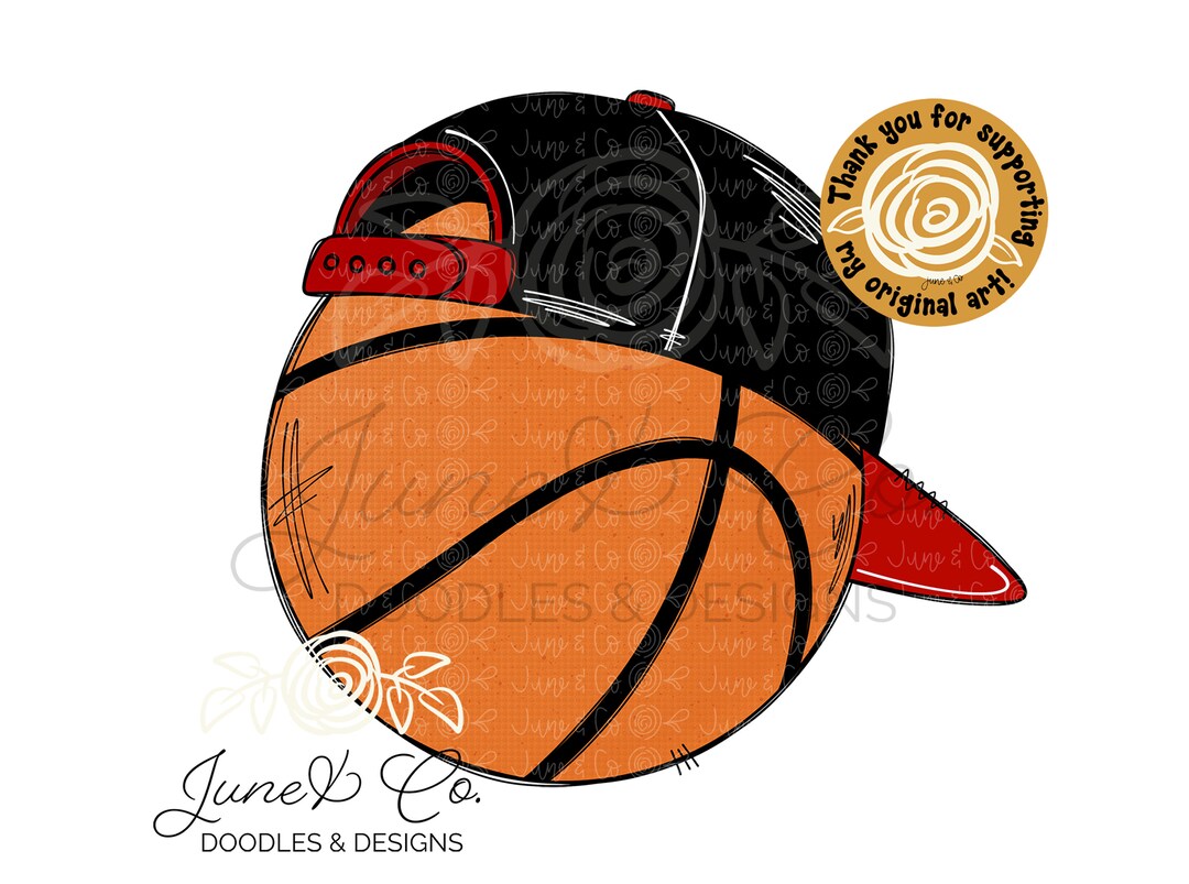 Cool Basketball Red & Black PNG Basketball With Hat Sublimation ...