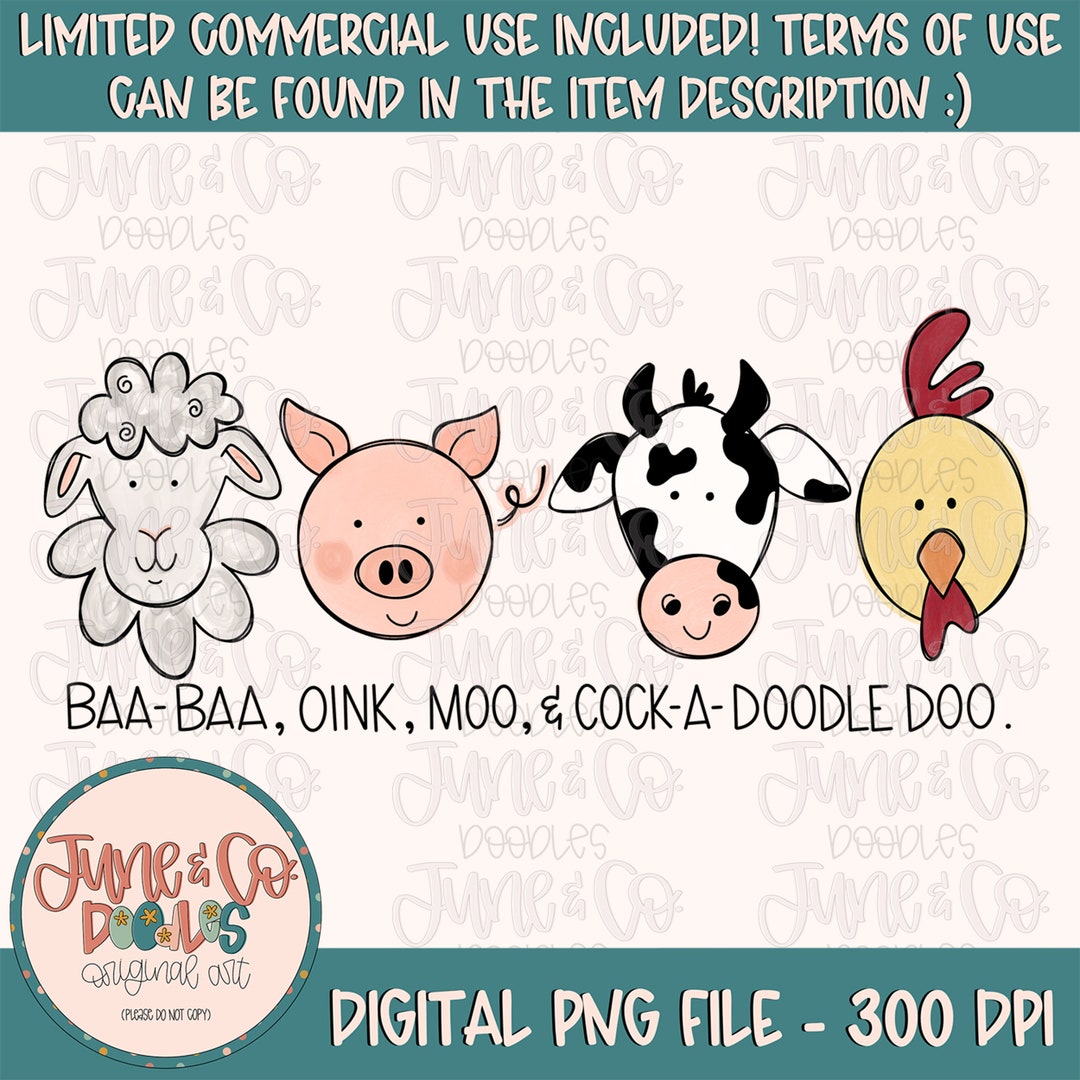 Farm Animal PNG| Animal Sounds Sublimation File| Farm Animal Kids Shirt ...