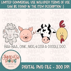 Farm Animal PNG| Animal Sounds Sublimation File| Farm Animal Kids Shirt ...