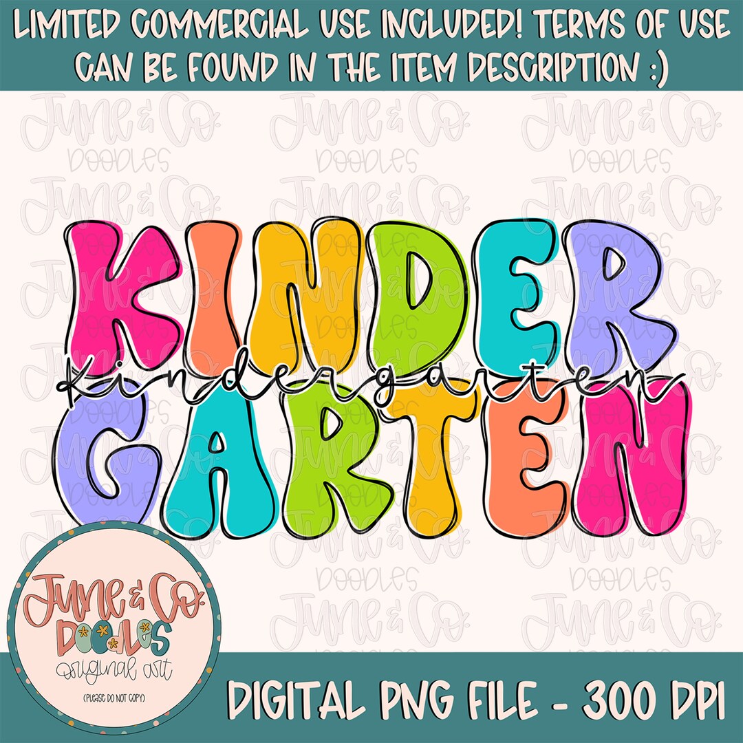 Neon Rainbow Kindergarten PNG Girls Back to School Sublimation File ...