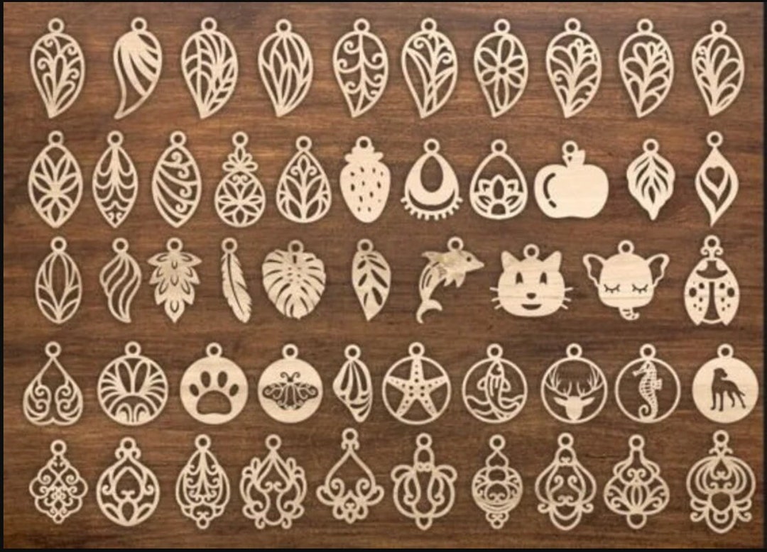 50 Earring SVG Designs Bundle, Wood Earrings Template, Leather Earring ...