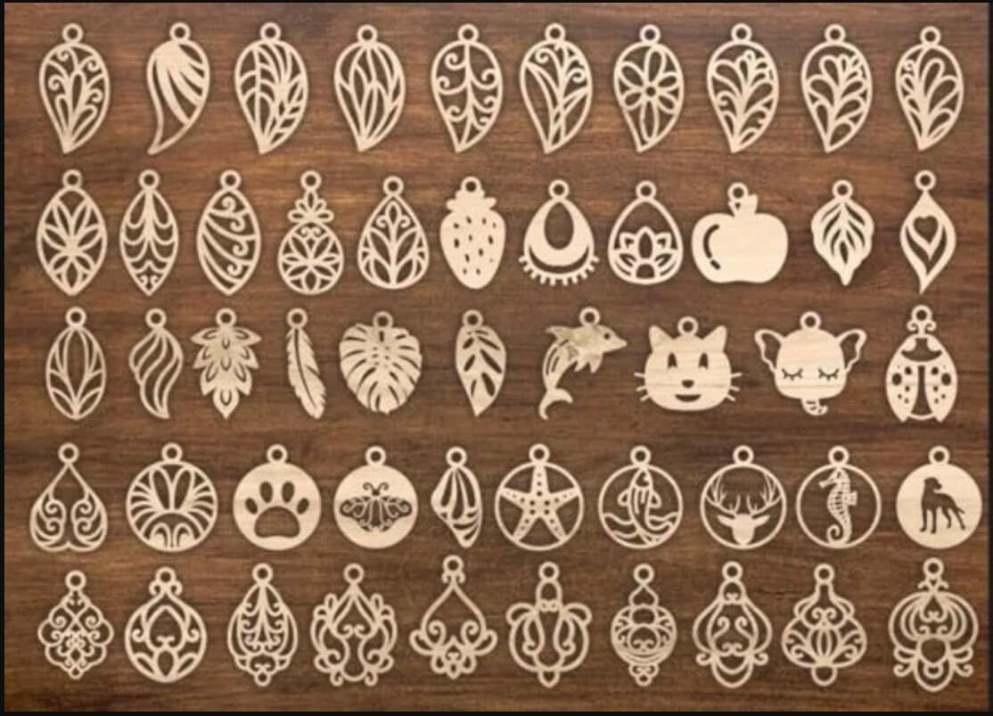 50 Earring SVG Designs Bundle, Wood Earrings Template, Leather Earring ...
