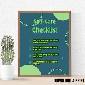 Self-care Checklist, Printable Poster, Self-care Checklist Printable ...