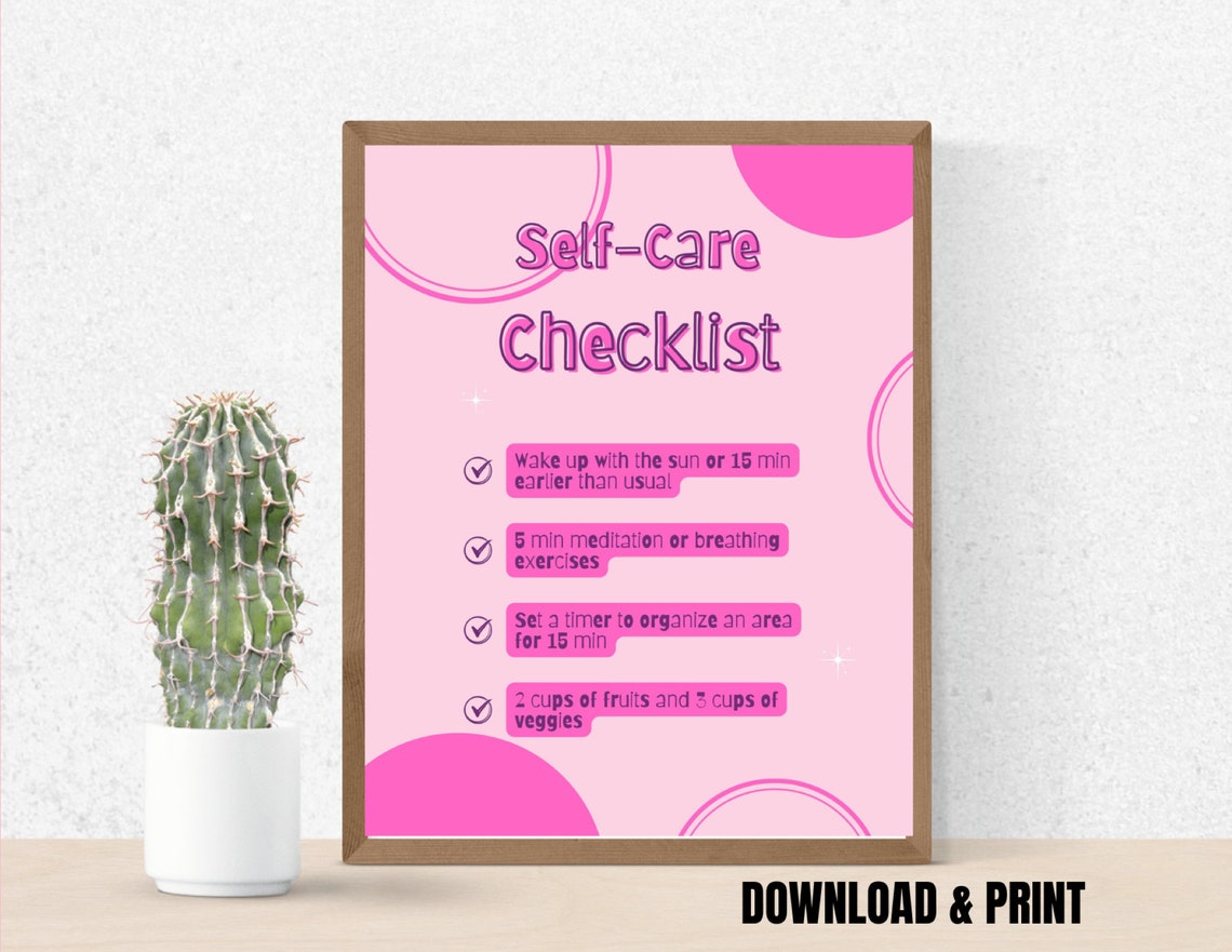 Self-care Checklist, Printable Poster, Self-care Checklist Printable ...