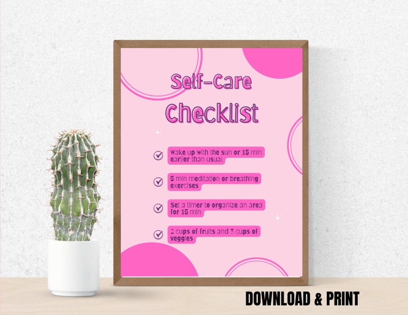 Self-care Checklist, Printable Poster, Self-care Checklist Printable ...