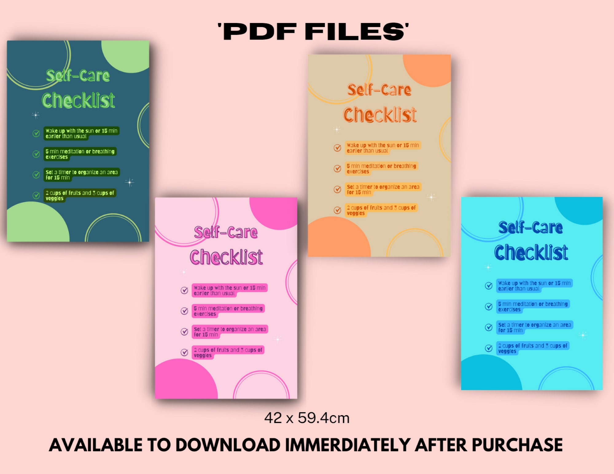 Self Care Checklist Printable Poster Self Care Checklist Printable