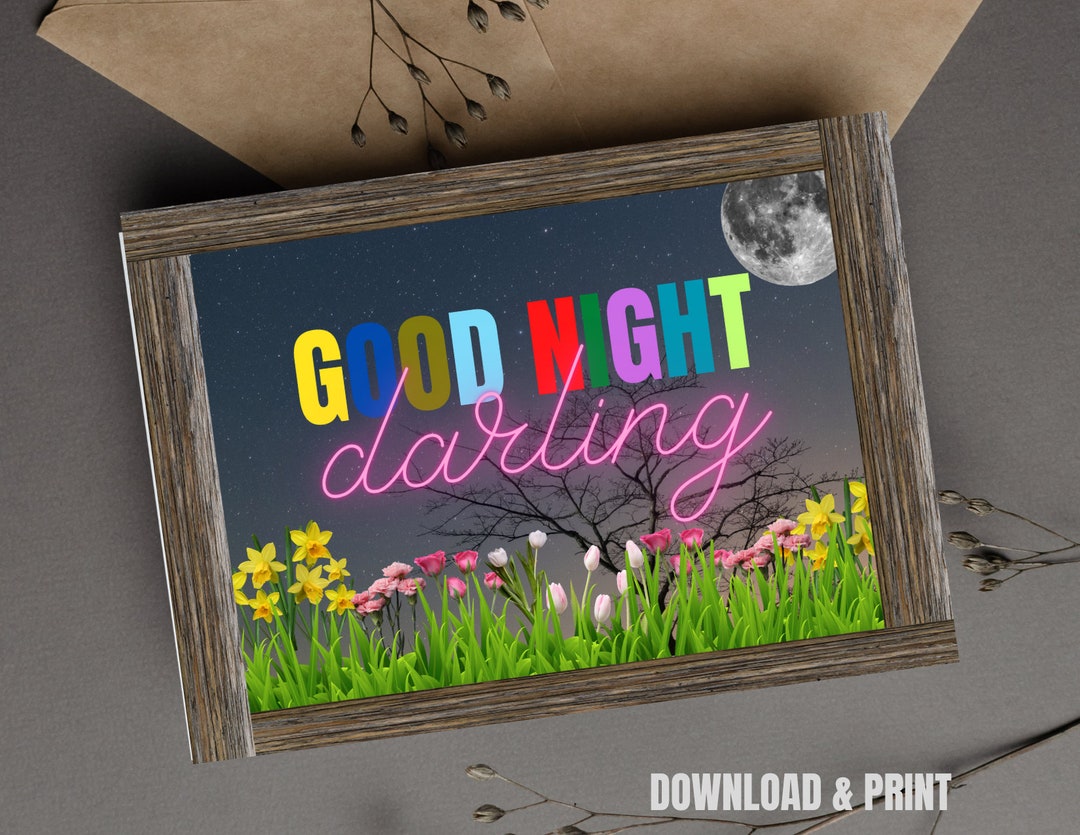 Good Night Darling Printable Card / Instant Download PDF / Card ...