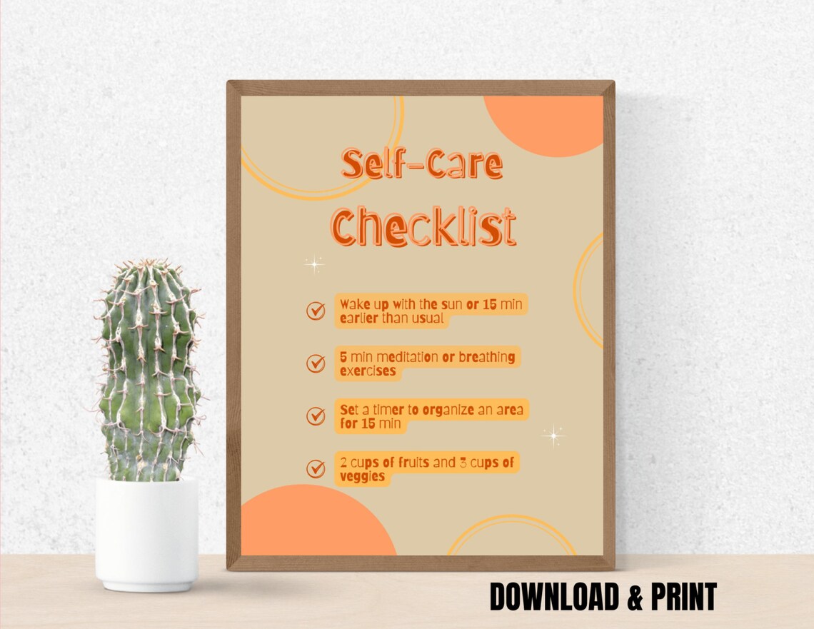 Self-care Checklist, Printable Poster, Self-care Checklist Printable ...