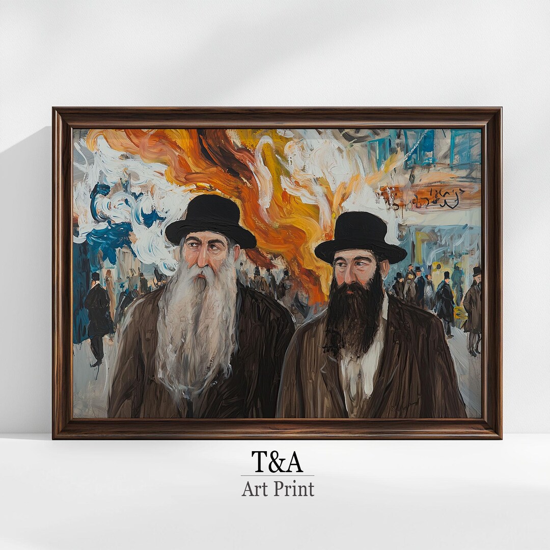Jewish Art Two Rabbis Portrait Painting | Printable Wall Art | Colorful ...