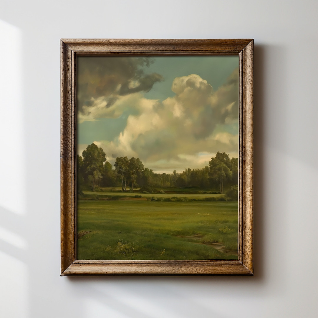 Green Grassland Printable Wall Art | Summer Landscape Digital Art Print ...