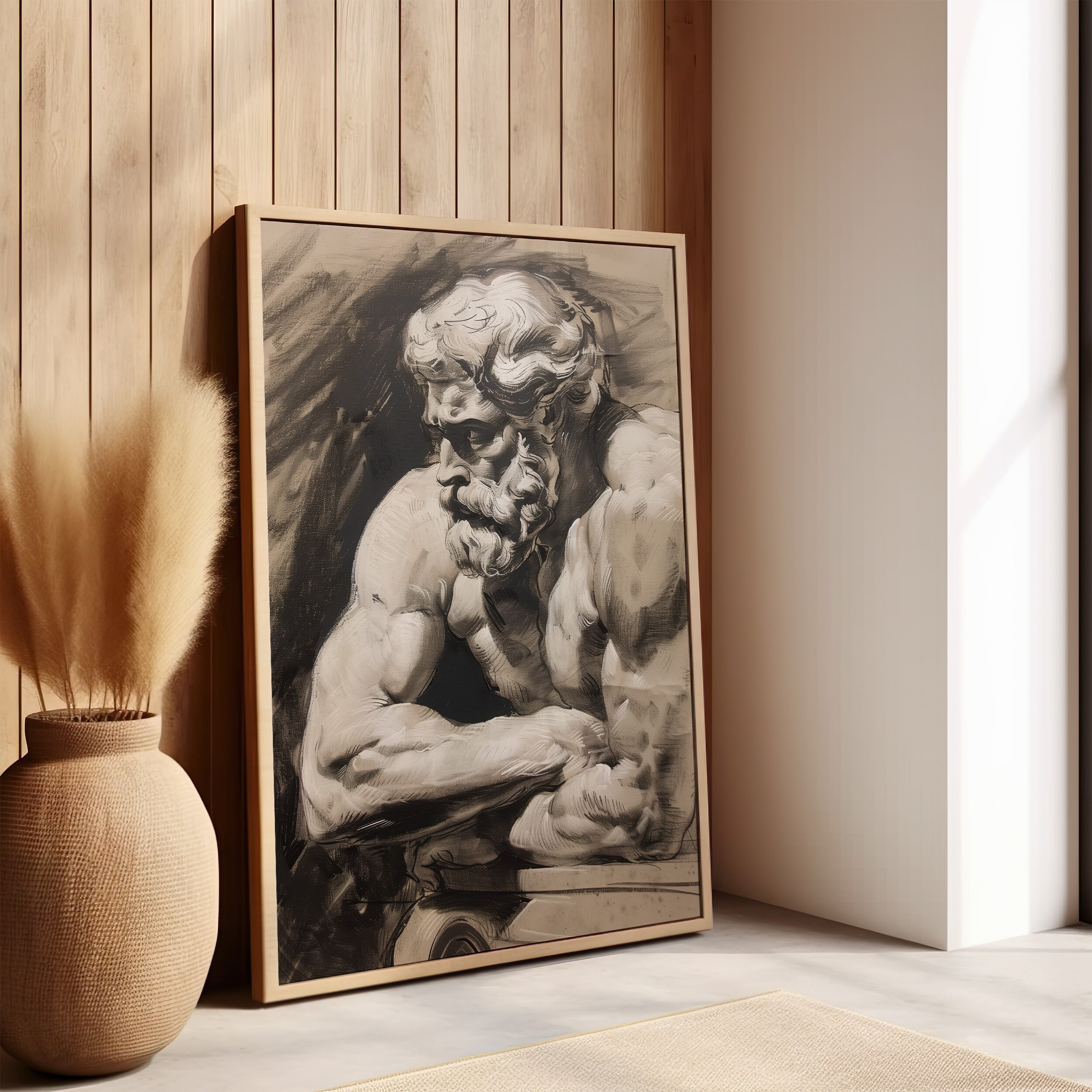 Antique Statue Drawing Printable Wall Art Vintage Black and White ...