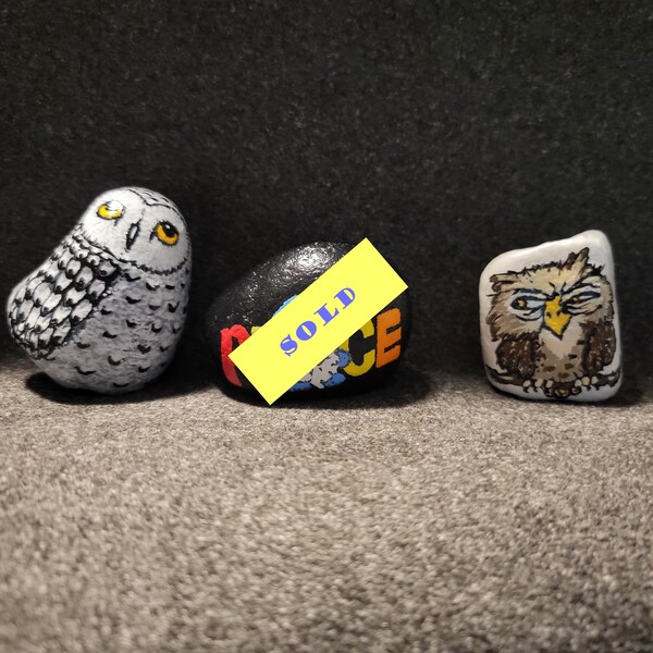 Painted Rock Owl - Etsy