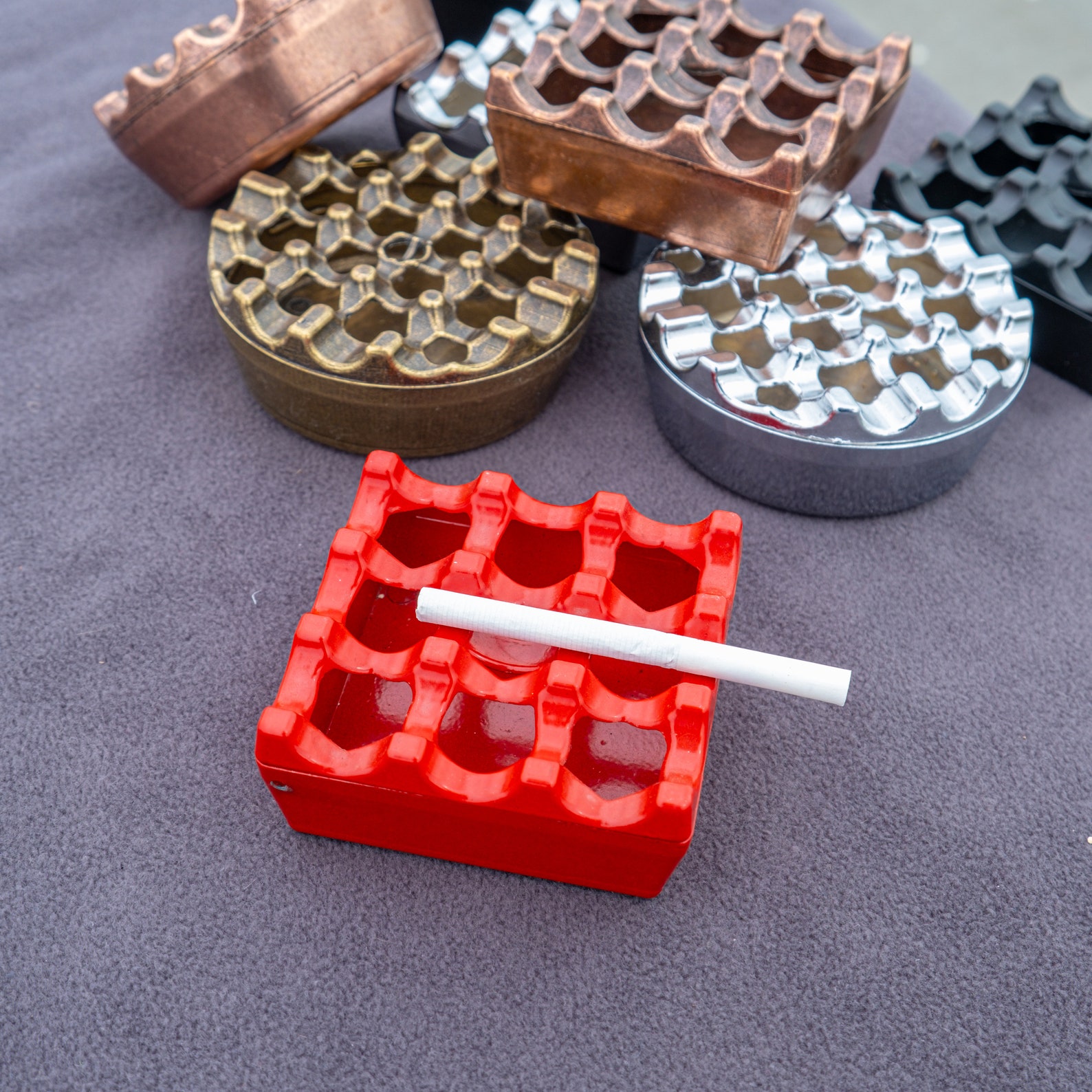 Ashtray-metal and Embroidered Ashtray, Cigar Ashtray, Metal Ashtray ...