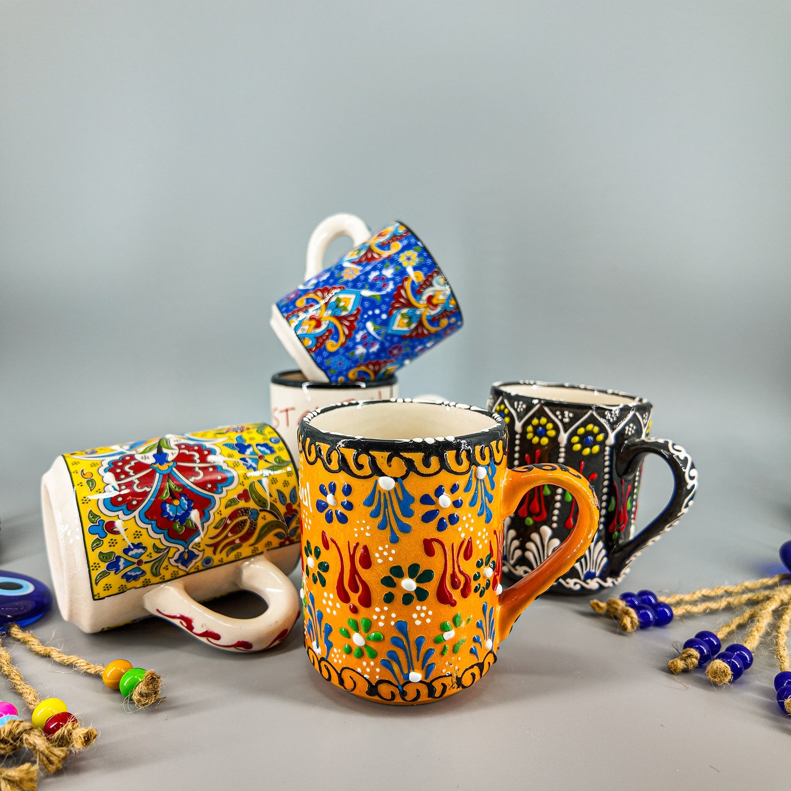 Hand Painted Colorful Ceramic Coffee Mug, 11oz Handmade Coffee Cup ...