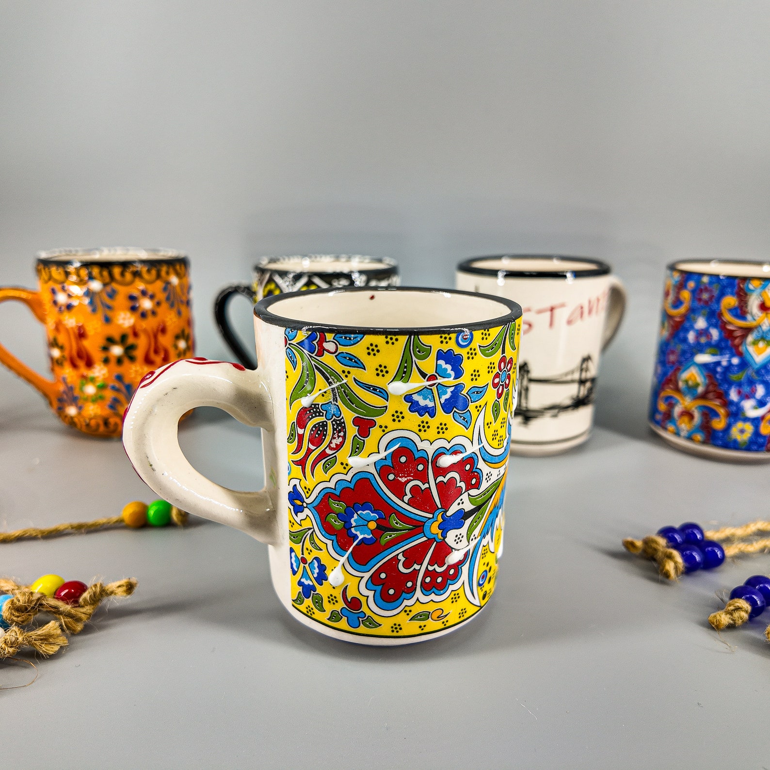 Hand Painted Colorful Ceramic Coffee Mug, 11oz Handmade Coffee Cup ...