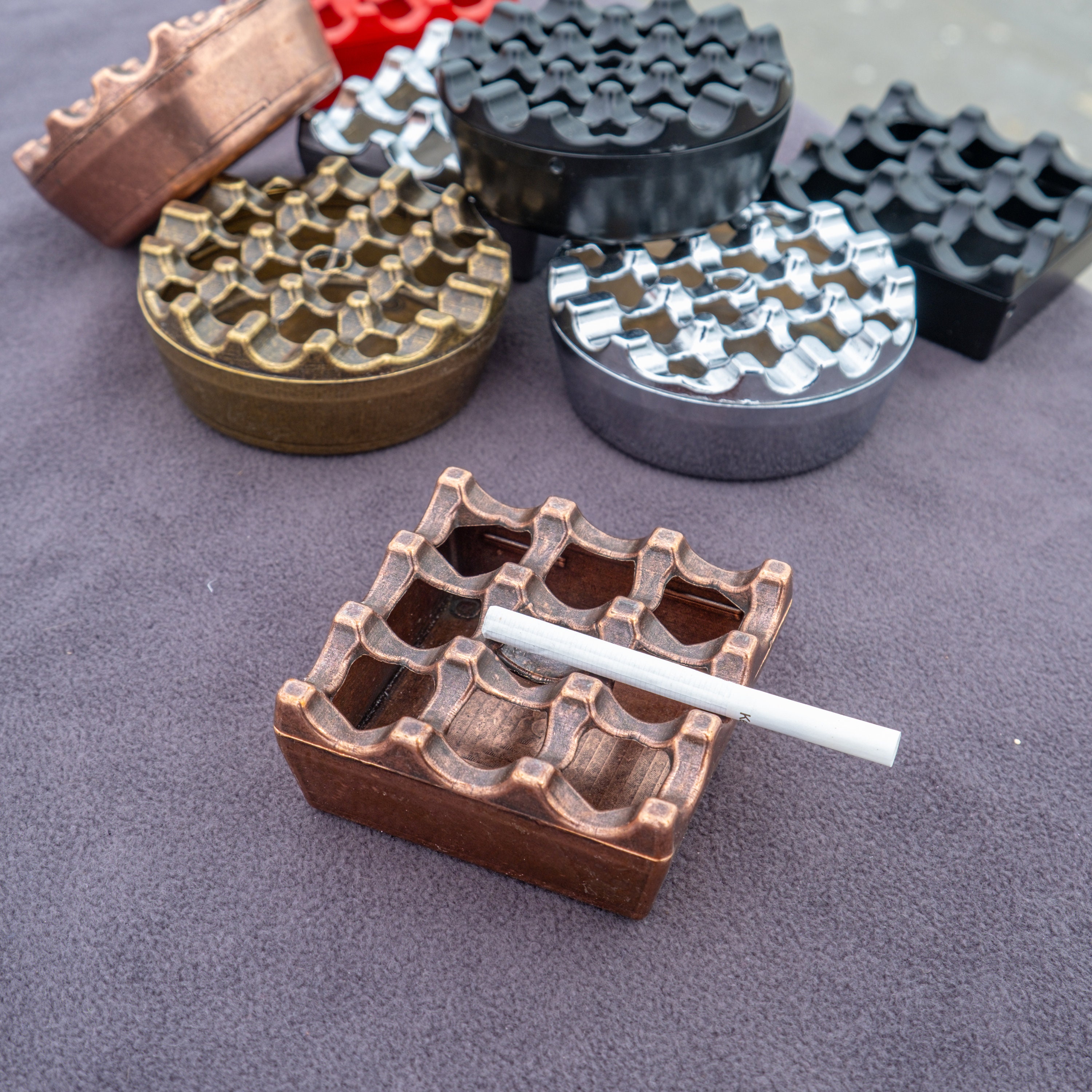 Ashtray-metal and Embroidered Ashtray, Cigar Ashtray, Metal Ashtray ...