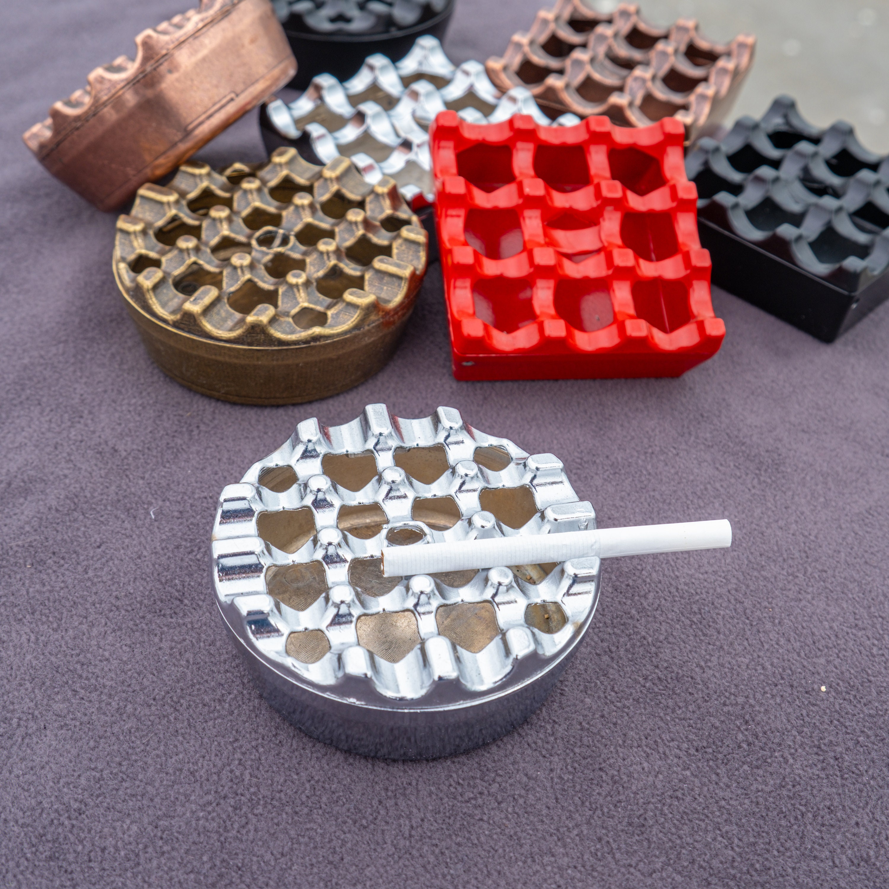 Ashtray-metal and Embroidered Ashtray, Cigar Ashtray, Metal Ashtray ...