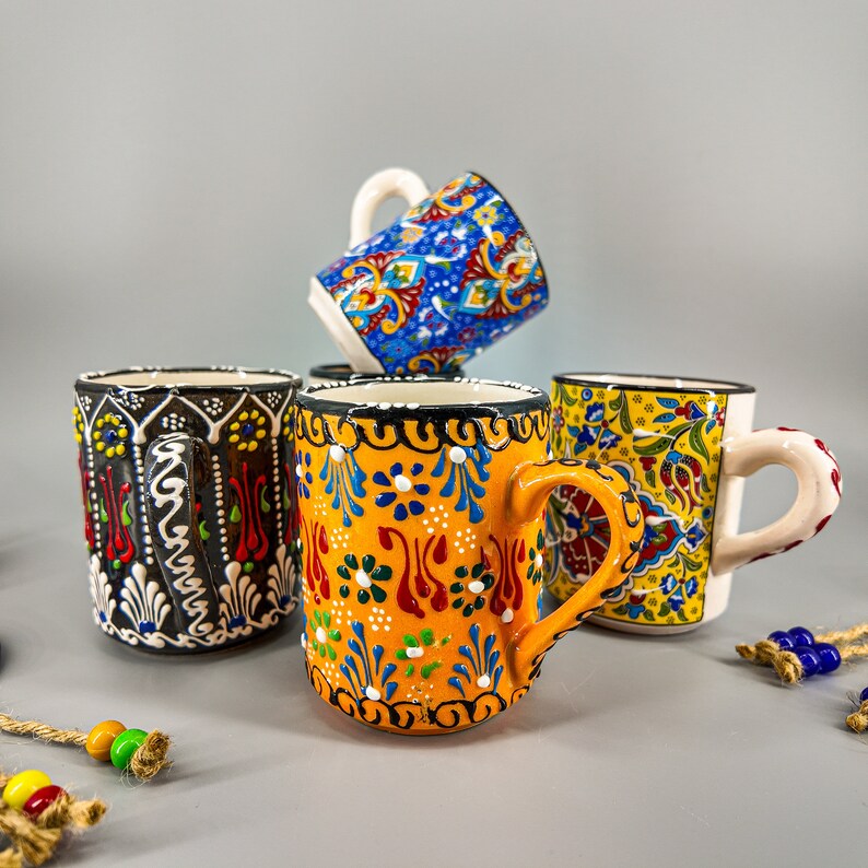 Hand Painted Colorful Ceramic Coffee Mug, 11oz Handmade Coffee Cup ...
