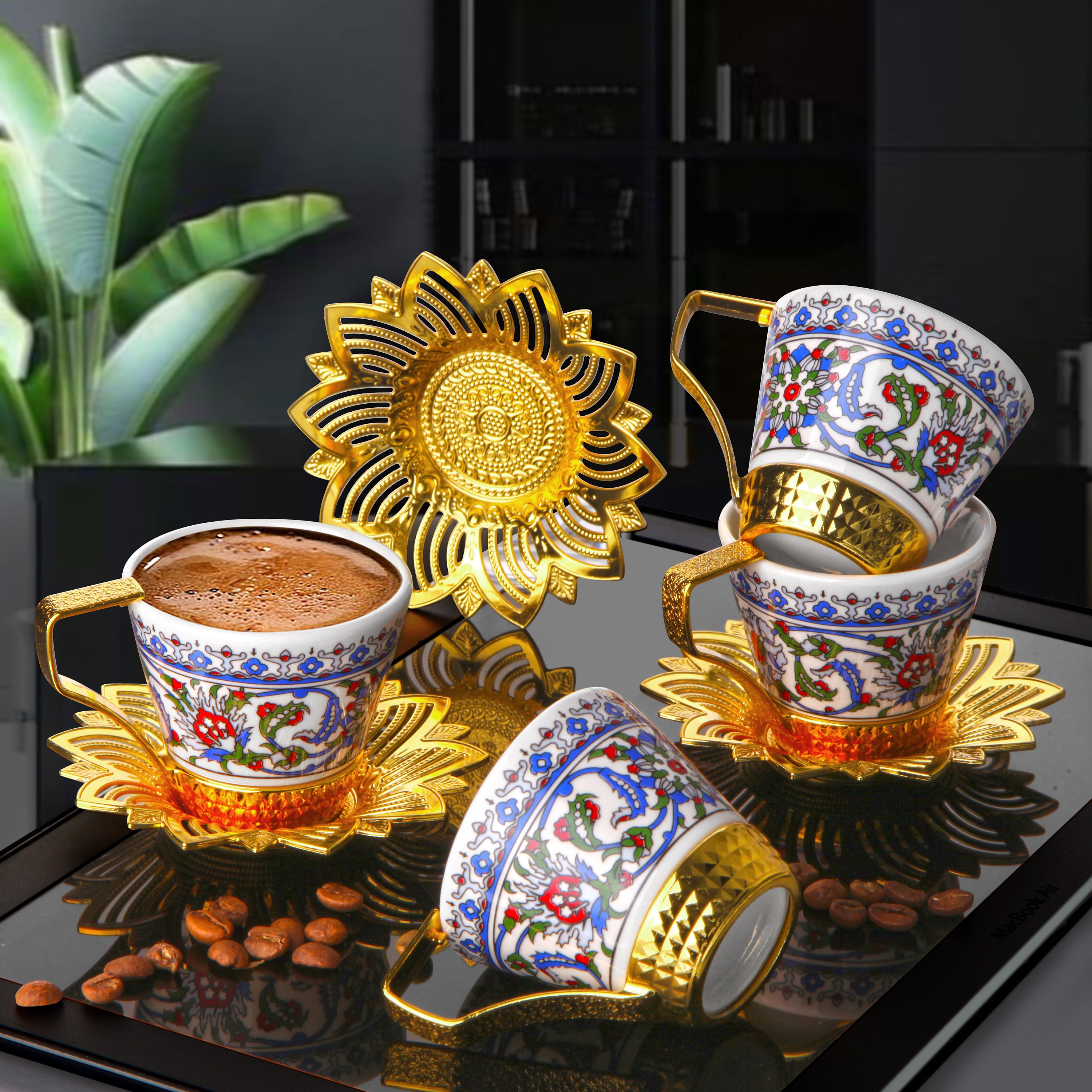 Set of 2 Turkish Traditional Cups, Authentic Pattern Embroidered, With ...