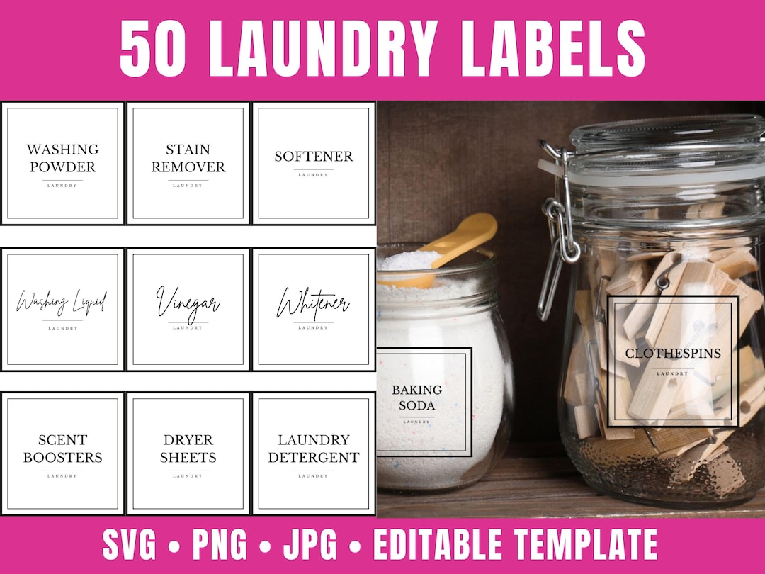 Laundry Labels Template With 50 Laundry SVG Labels | Printable and ...