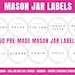 Mason Jar Labels Template With 50 Editable Jar Labels for Canning ...