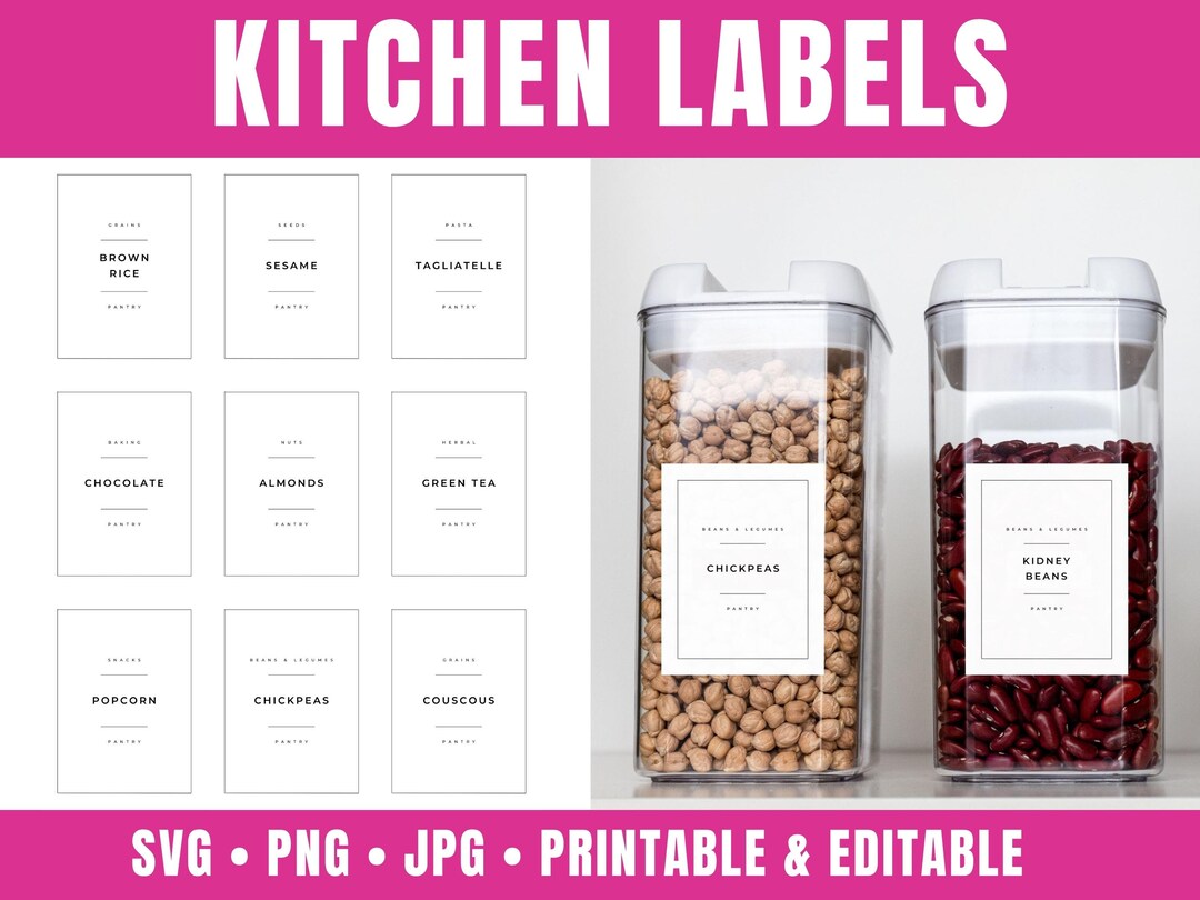 Kitchen Labels Template With 100 Pantry Labels, Container Labels ...